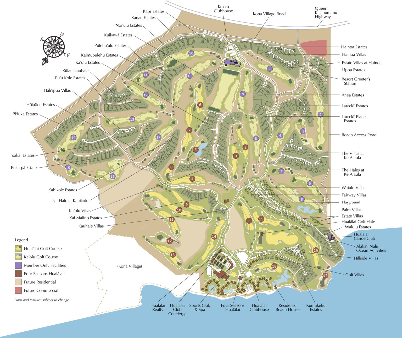 Hualālai Resort Map - Hualālai Resort - Big Island, Hawai'i
